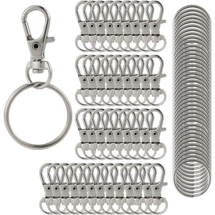 Clef Métal 80 Pièces, Anneaux Porte Clé, Mousqueton Pivotant Keychain ...