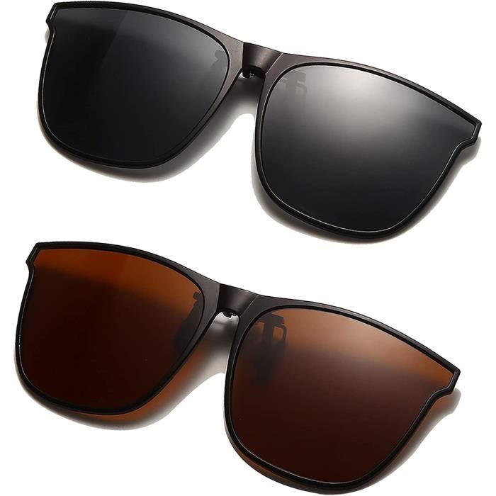 Lunettes de Soleil Polarisées - SSS - Clip Solaire - Gris - Noir ...