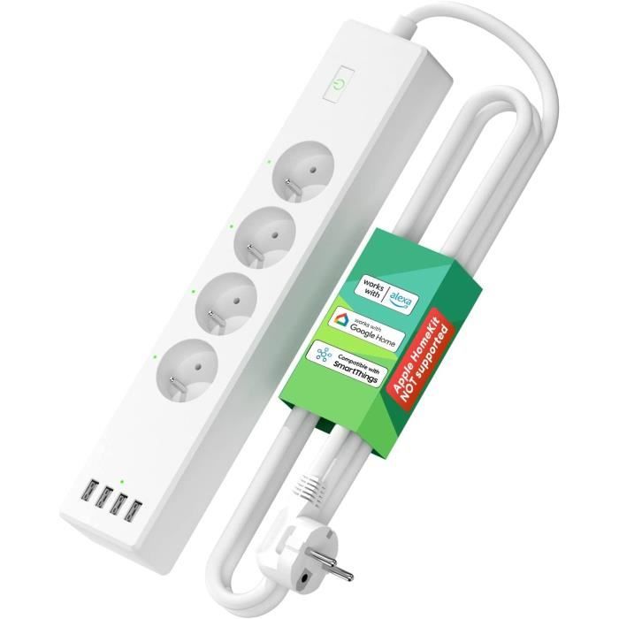 Multiprise Connectée (Type E), 10A Multiprise Wifi Avec 4 Ac Prises Et ...