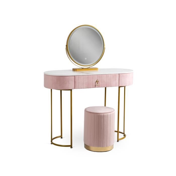 Coiffeuse - VIVALDI - Ashley - Rose/Doré - Élégance - Chic - Montage ...