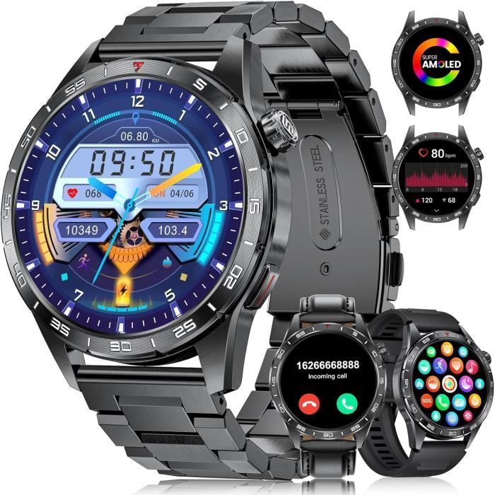 Montre Connectée Homme 1.43” AMOLED avec Appel Bluetooth pour Android ...