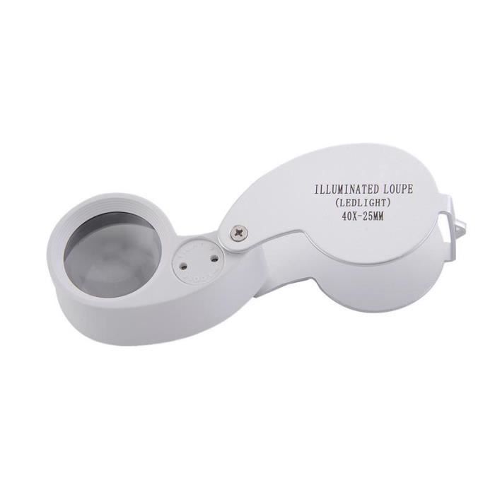 Loupe optique - YWEI - Mini loupe 40X pliable de bijoutier - Lampes LED ...