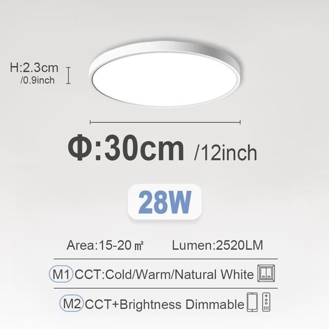 PLAFONNIER,Round White-28W-Natural Light--Plafonnier LED avec ...