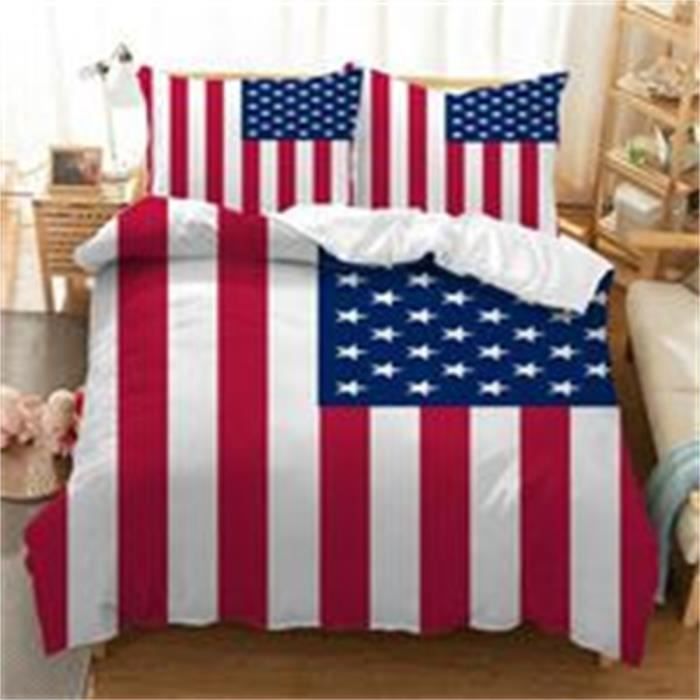 Drapeau américain Parure de lit 3D 1 personne 1 housse de couette 220 ...