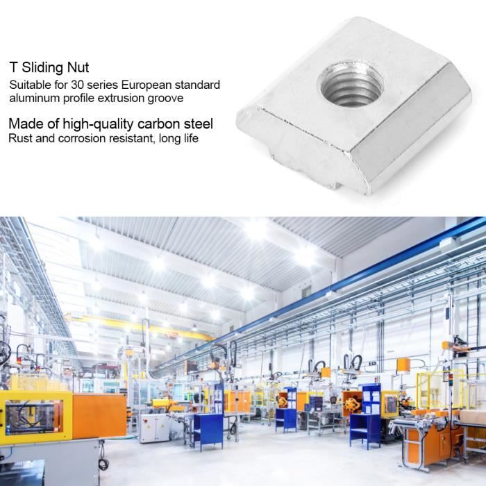 Écrou coulissant en T - MARQUE - M6 - Acier au carbone - Résistant à la rouille - 30 pièces ...