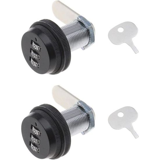 Lot De 2 Cylindres De Serrure De 19 X 30 Mm En Alliage De Zinc Noir Avec Code À 3 Chiffres