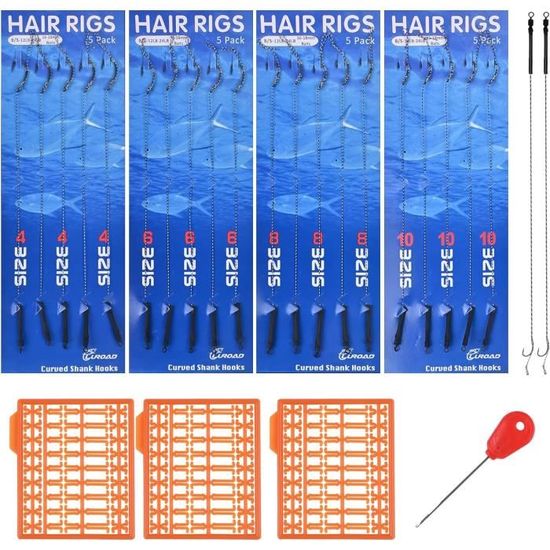 Montage de Cheveux pour la Pêche à la Carpe 20 PCS - Hameçons à Carpe ...