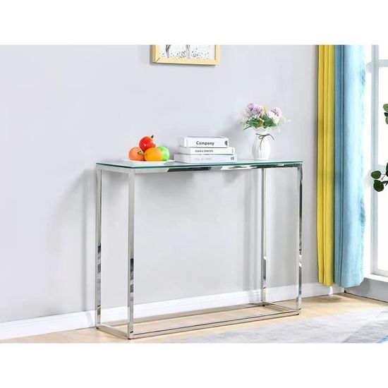 Table Console en Verre, Console Entrée Meuble en Verre Trempé, Table d'Entrée Moderne, Cadre ...