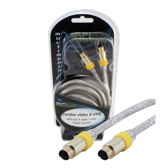 MCL-Câble vidéo S-VHS mini din 4 mâle - mâle HQ - 5m Translucide ...