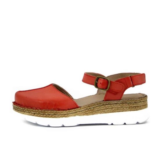 Chaussures Femme Sabots, cuir rouge, plateforme – PREGUNTA Rouge ...