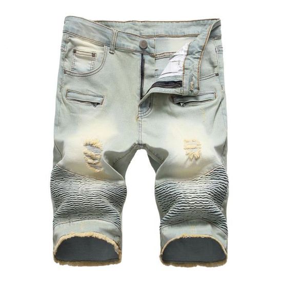 Short en jean déchiré pour homme Short en jean délavé extensible Cut ...