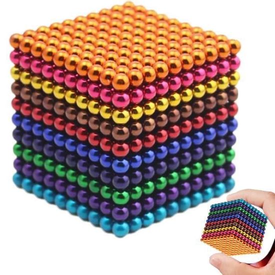 Progrès-Cube Magnétiques 1000 Billes 3mm magique Buckyballs 10 couleurs Boules Aimantées Aimants ...