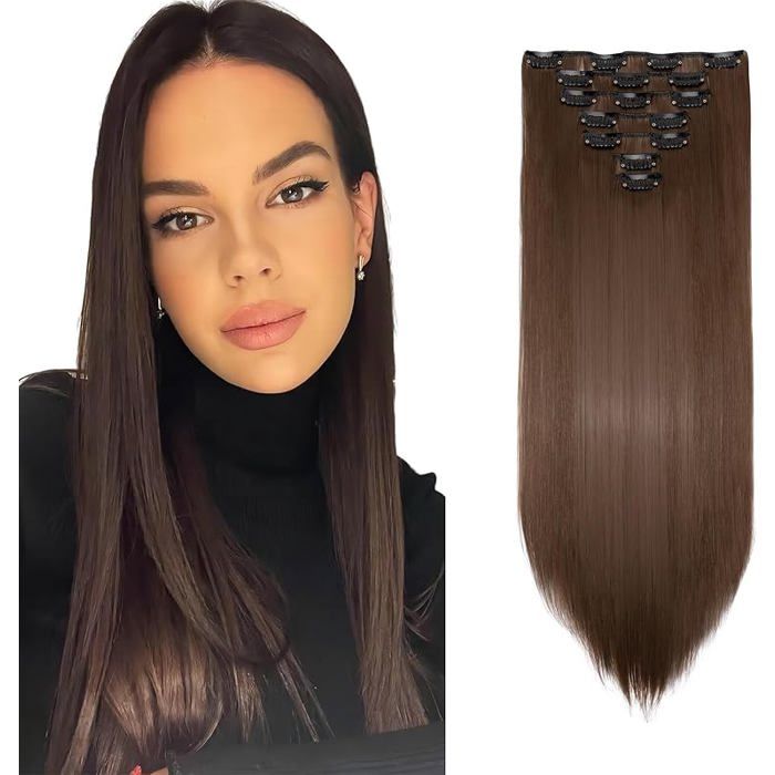 Extension de Cheveux a Clip Lisse Postiche Rajout Cheveux Extension ...