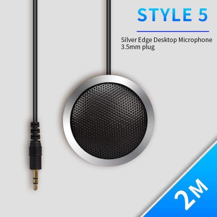 3.5mm 2m Argent Microphone à condensateur USB omnidirectionnel, micro ...