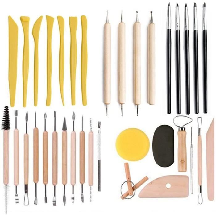 Outils de poterie 35pcs Kit d'outils d'argile de poterie Kit de Sculpture d'argile pour travaux ...