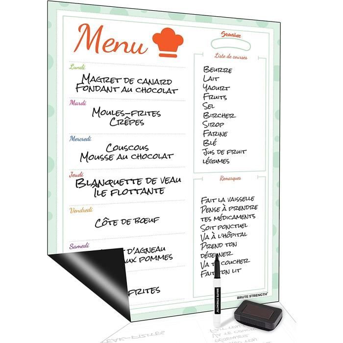 Tableau blanc magnétique planificateur de menus français magnétique ...