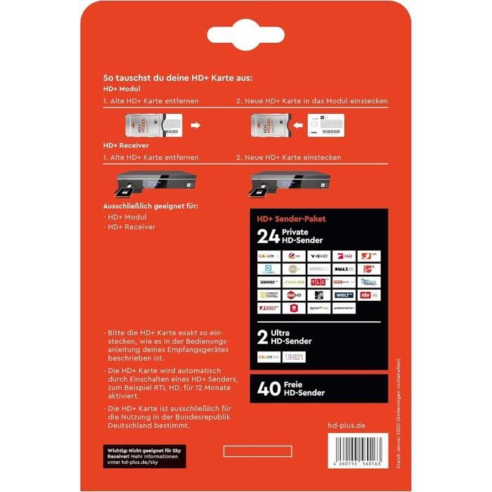 HD PLUS Carte HD+ pour TV - 12 Mois - Cdiscount TV Son Photo