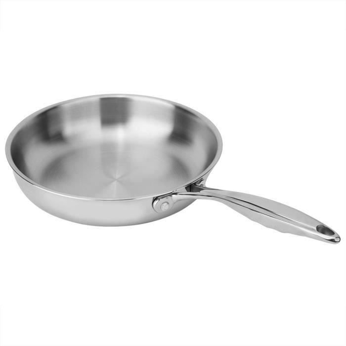 Serious-poêle en acier Poêle à frire antiadhésive plate à trois couches en acier inoxydable ...