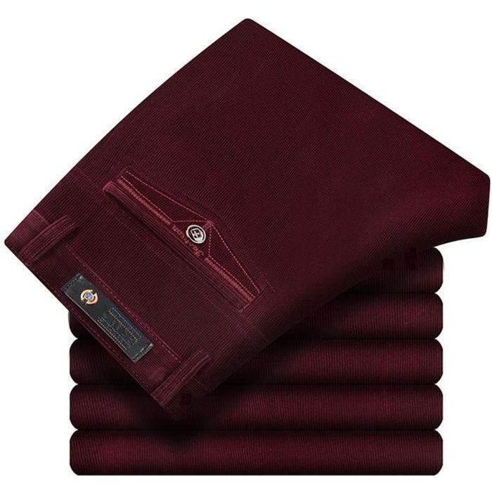 Pantalon Velours Côtelé Homme Casual Pantalon S... Vin rouge ...