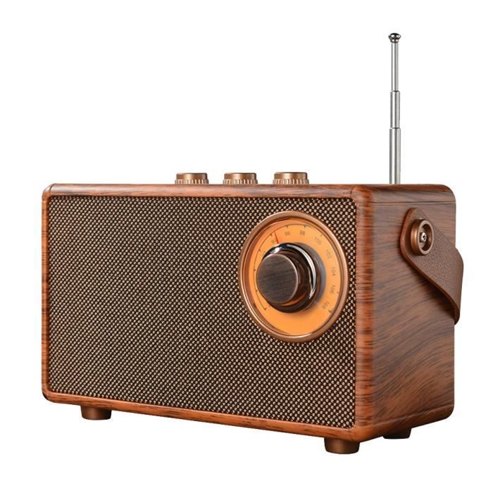 Radio FM Portable en Bois Bluetooth Radio Basse Haut-Parleur Mains ...