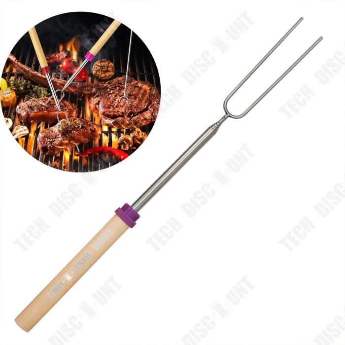 Fourchette pour barbecue - TD® - Acier inoxydable - Poignée en bois ...