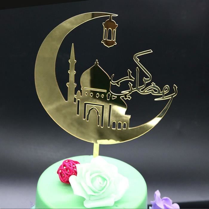 Mosque Ramadan Iftar Cake Topper Muslim Islam Hajj Cake Decor Mubarak ...