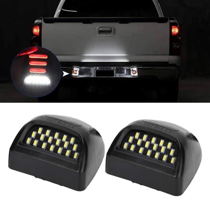 Dilwe feu d'immatriculation à LED 2 pièces lumière de licence 18 LED ...