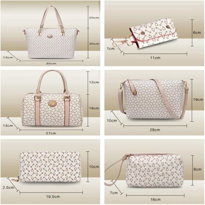 Ensemble De Sac À Main Pour Femme 6 Pièces En Cuir Pu Sac Fourre-Tout ...