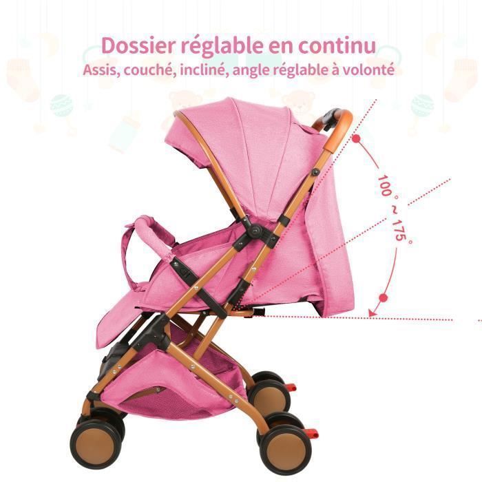 ROSE Poussette légère pliable pour bébé, Willonin® Poussette Compacte ...