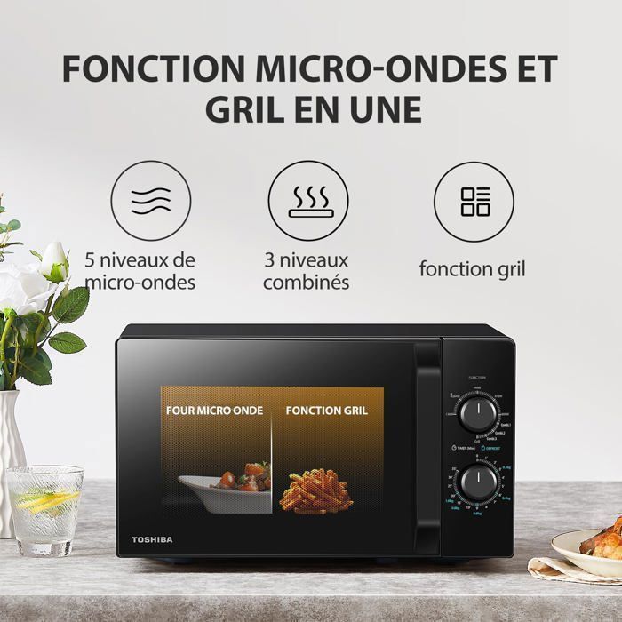 Micro-ondes combin pose libre- TOSHIBA - MW2-MG20P(BK) - 800W - Grill 1000 W - 20L - Noir ...