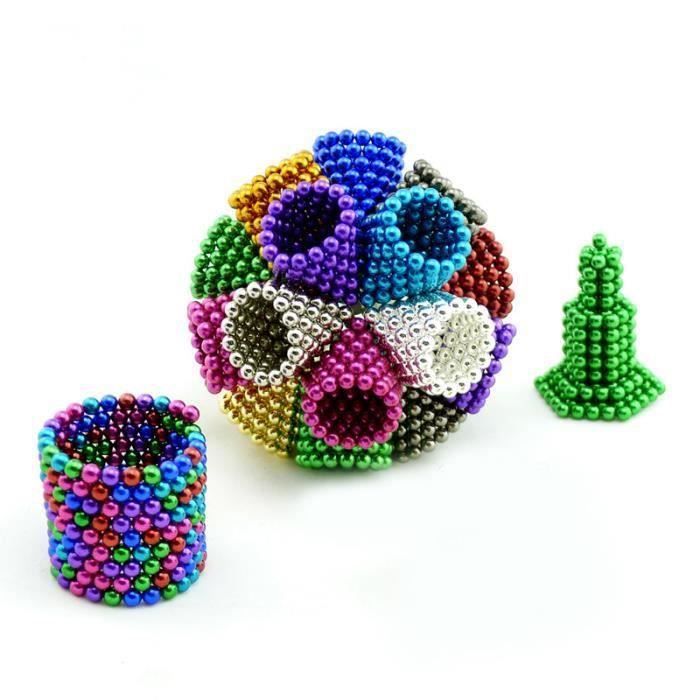 Progrès-Cube Magnétiques 1000 Billes 3mm magique Buckyballs 10 couleurs Boules Aimantées Aimants ...