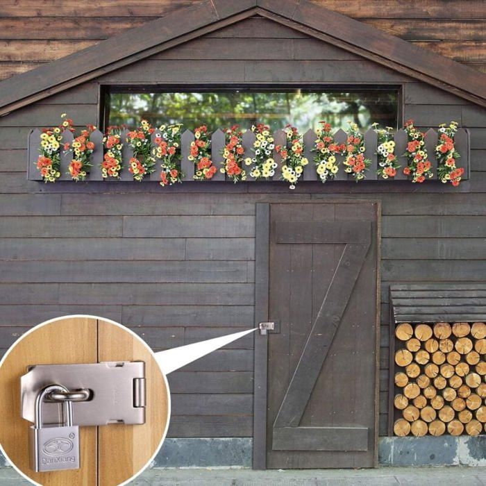 Loquet de porte en acier inoxydable - OKZ - Cadenas inclus - 7 vis - 3 ...