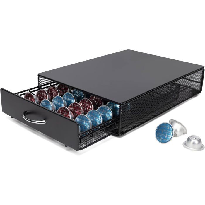 Porte Capsules Nespresso Vertuo Tiroir Rangement 40 Capsules Noir ...