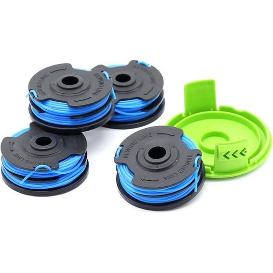 Lot de 4 bobines de fil pour débroussailleuse 40 V Longueur 8,4 m,Ø 1,65 mm avec couvercle de ...