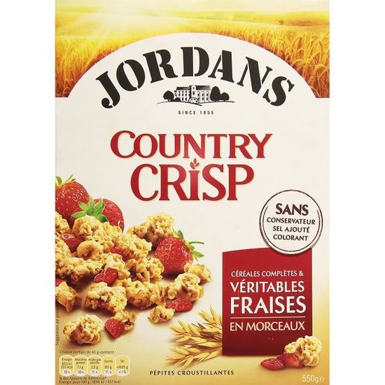 Jordans Country Crips Véritables Fraises en Morceaux 550 g - Cdiscount ...