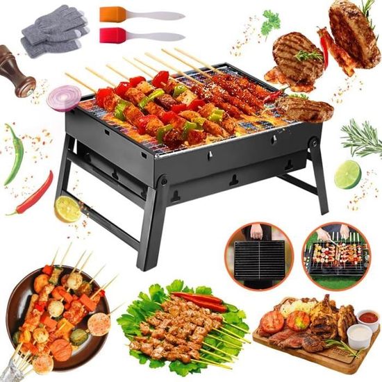 Petit Barbecue Pliable Au Charbon De Bois - Mini Barbecue Portable - 37 ...