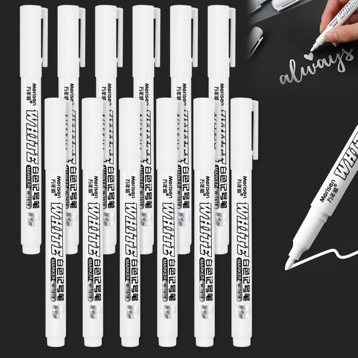 Marqueur Blanc 12 pcs Marqueur Permanent Blanc, White Acrylic Paint ...