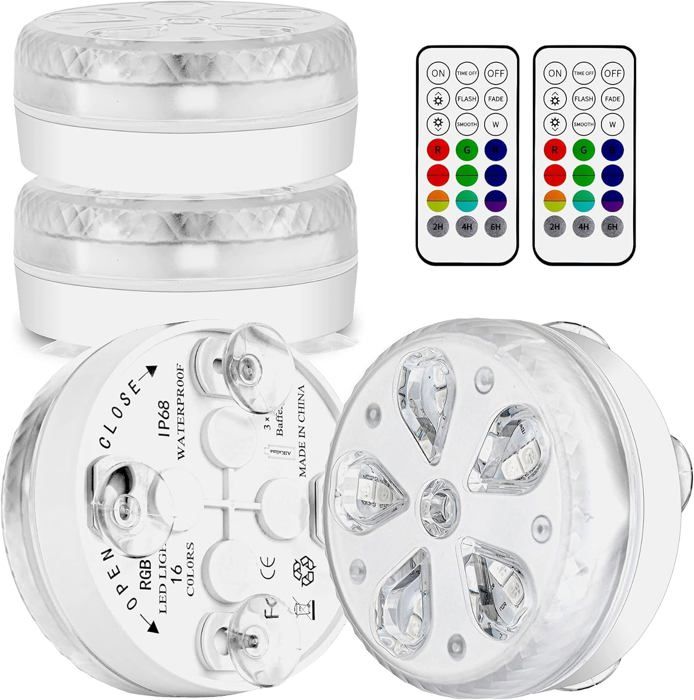 Clairage de Piscine LED Submersible tanche - Tlcommande RF Minuterie - 16 LED - Ventouse et ...