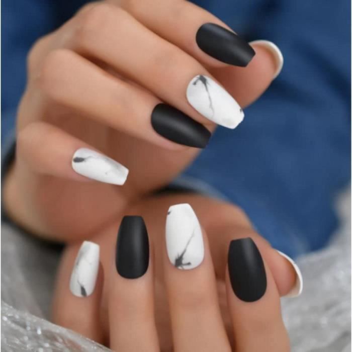 Ongle Marbre Noir Et Blanc