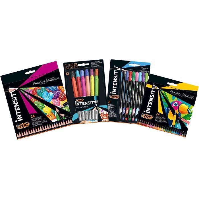 Stylos feutre - BIC - Intensity X68 - Multicolore - Pointe fine - 64 ...