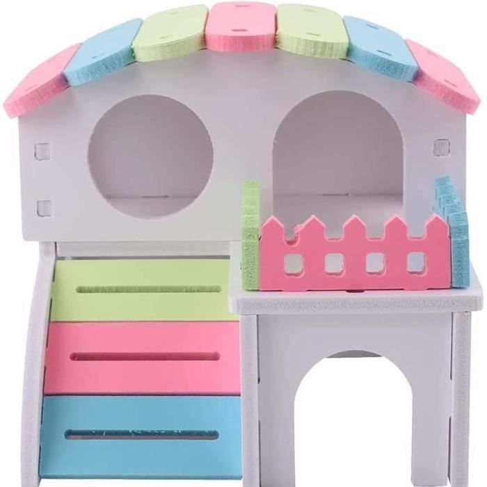 1 Pièce Durable Cabane En Bois De À Deux Couches Hamster Nain Maison ...