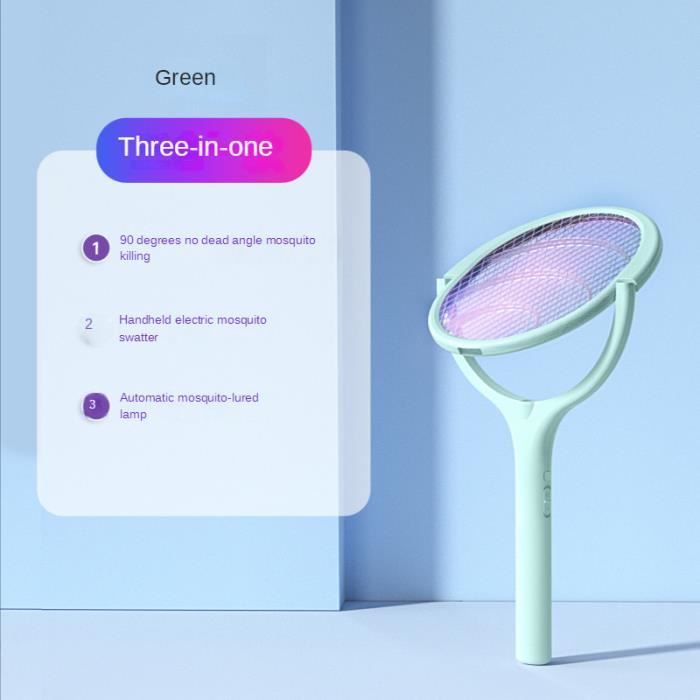 Raquette électrique anti-moustiques,lampe répulsive,aste et réglable- 5 ...