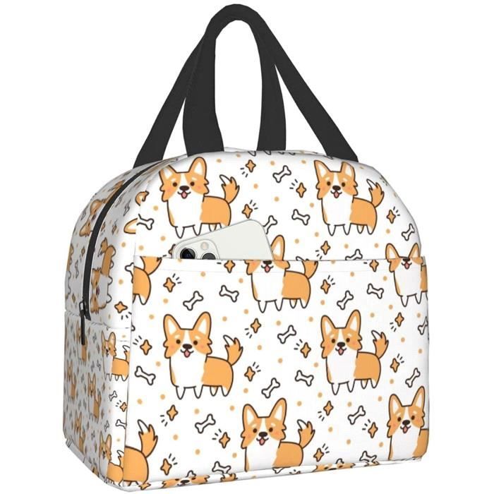 Sac à lunch isotherme Corgi adorable - Noir - Adulte - Rectangulaire ...