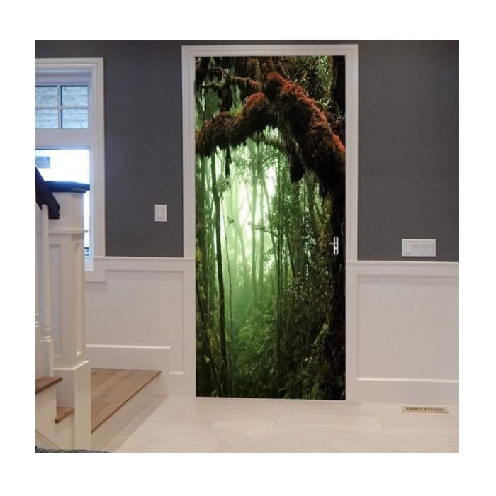 Sticker Porte Autocollant Poster de Porte 3D Forêt Tropicale Humide ...