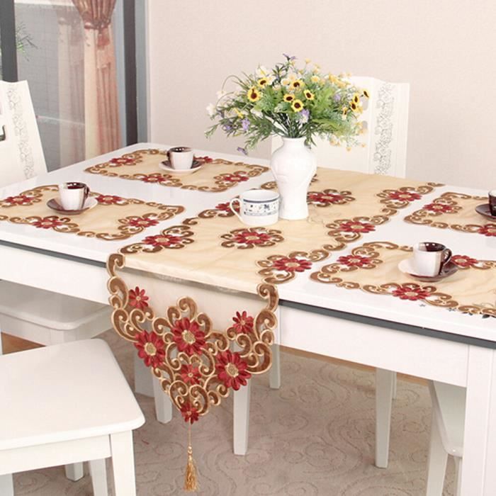 Chemin de Table,napperon de Table moderne en coton brodé, chemin de ...