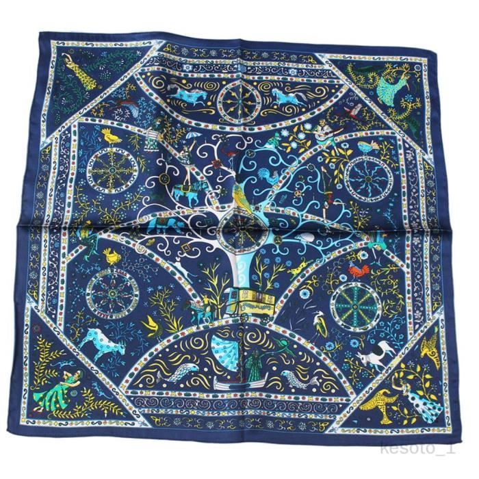 Foulard carré en soie léger carré imprimé tête enveloppante cou en soie ...