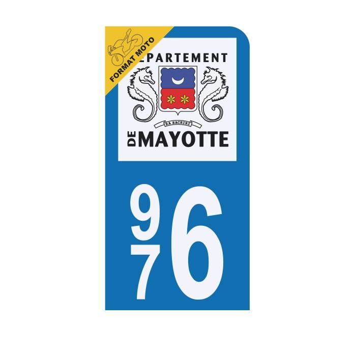 Autocollant Sticker Plaque d'immatriculation Moto 976 Mayotte DROM ...