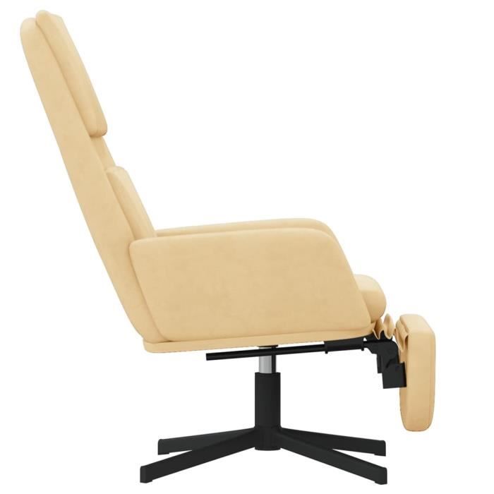 KEENSO Chaise de relaxation avec repose-pied Blanc crème Velours ...