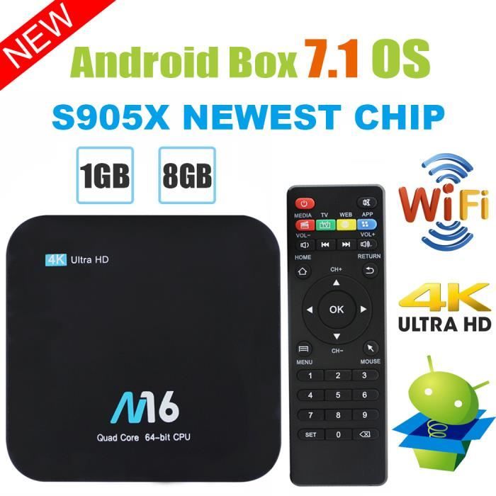 TV BOX Android 7.1 S905X Quad-Core, 1Go RAM & 8Go ROM, 4K UHD H.265 ...