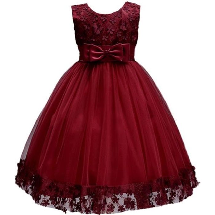 Filles Robe en Dentelle Applique Tulle Robe de Soirée de Mariage Enfant ...